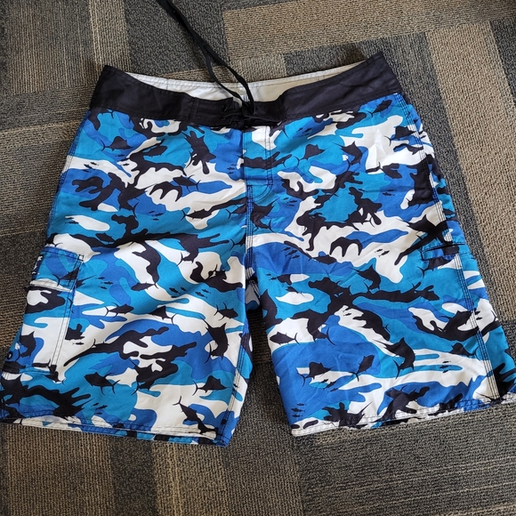 Pelagic | Swim | Men Size 38 Pelagic Blue Camo Swim Trunks Board Shorts ...
